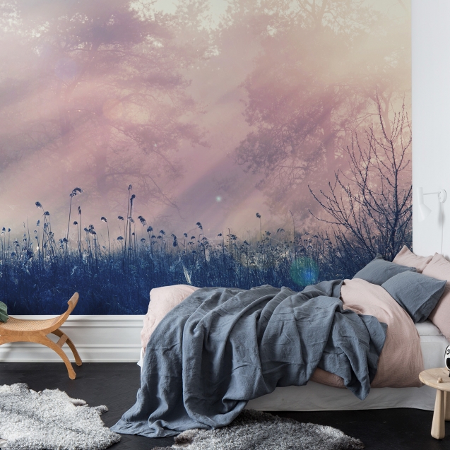 Foto tapet 3D Apus, roz, personalizat, Rebel Walls